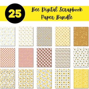 Bee Printable Scrapbook Paper Bundle | Bumblebee Pattern | Digital ...