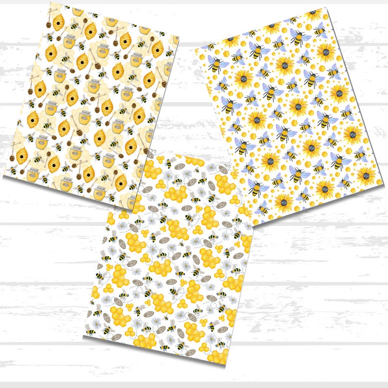 Bee Printable Scrapbook Paper Bundle | Bumblebee Pattern | Digital ...