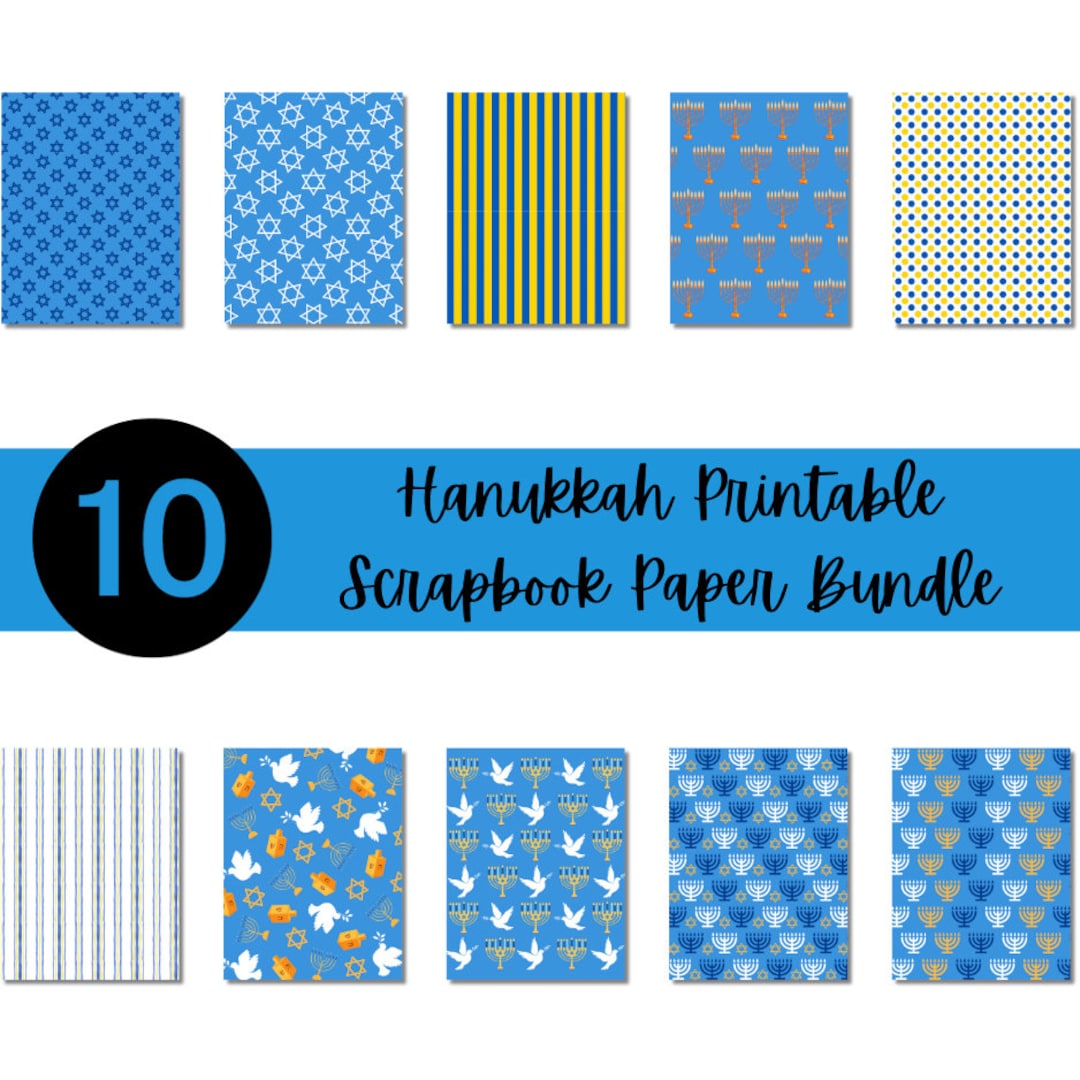 Hanukkah Printable Scrapbook Paper Bundle | Chanukah | Wall Decor Art ...