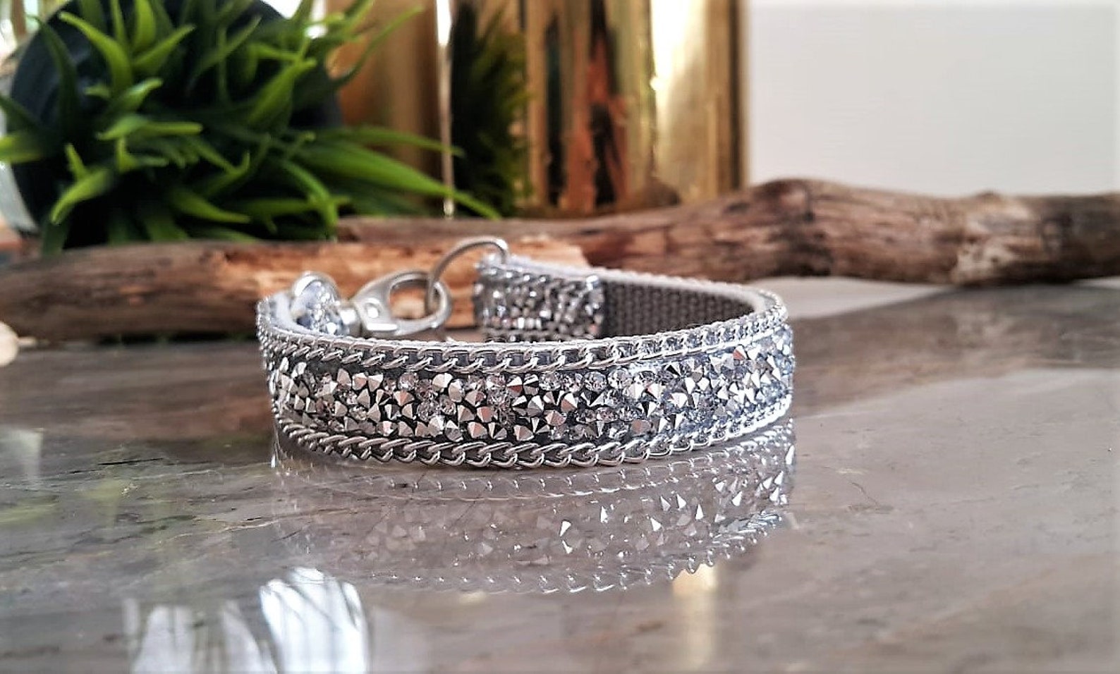 Silver Chain Bling Cat Collar Dog Collar Rhinestone Pet - Etsy