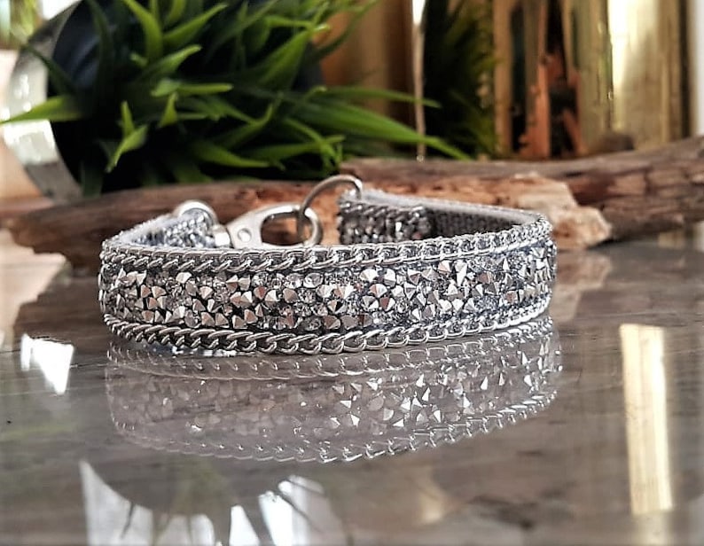 Silver Chain Bling Cat Collar Dog Collar Rhinestone Pet - Etsy