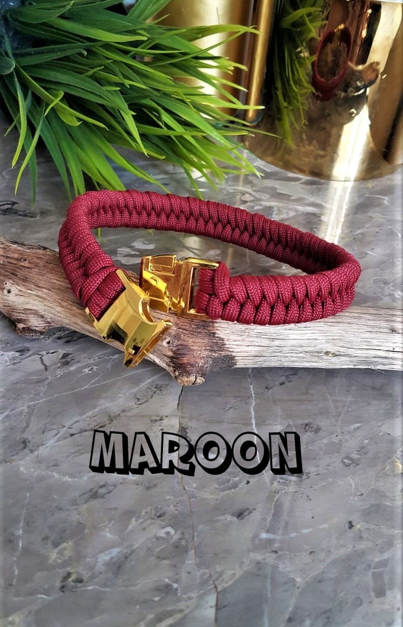 Maroon Paracord Cat Collar With Gold Buckle, Paracord Pet Collar ...