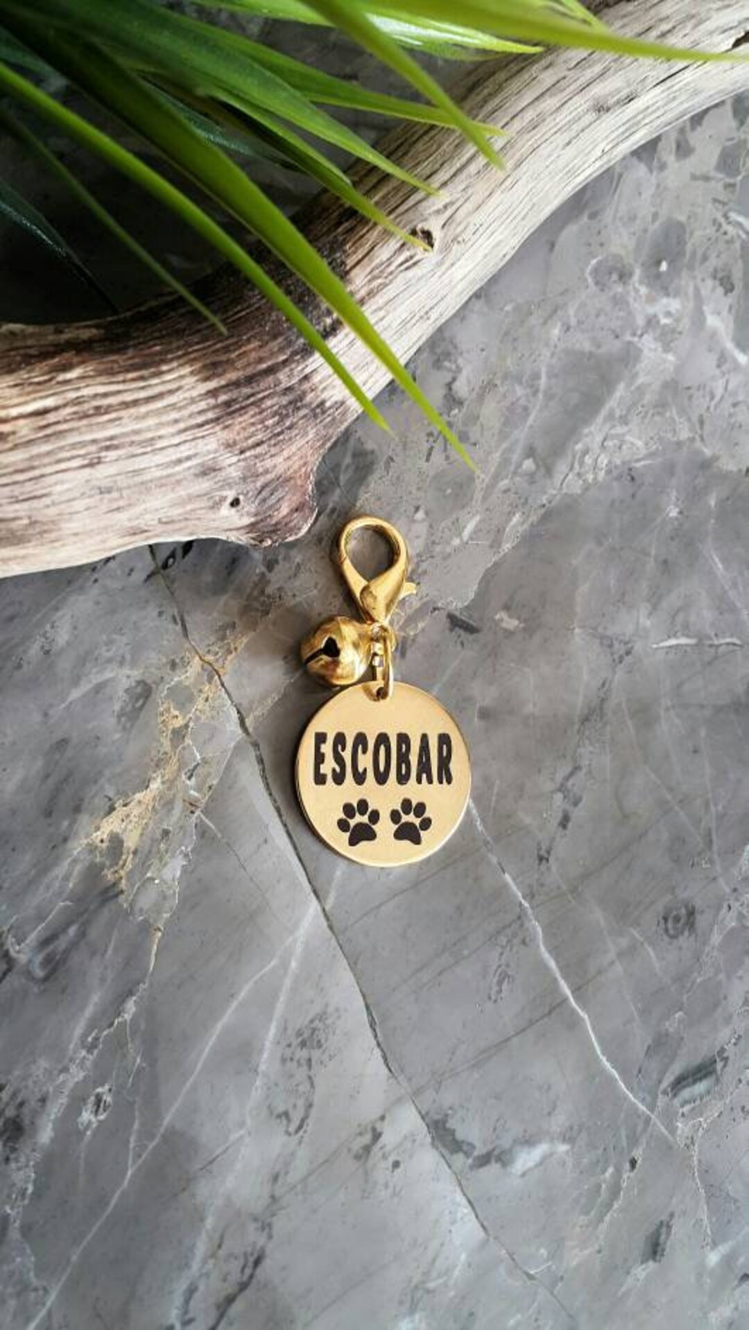 Gold Cat ID Tag W/ Bell, Cat Name Tag, Pet Name Tag, Collar ID Tag ...