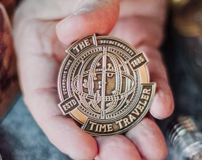 Steampunk Badge Time Traveler Brooch Pin Secret Society Larp - Etsy