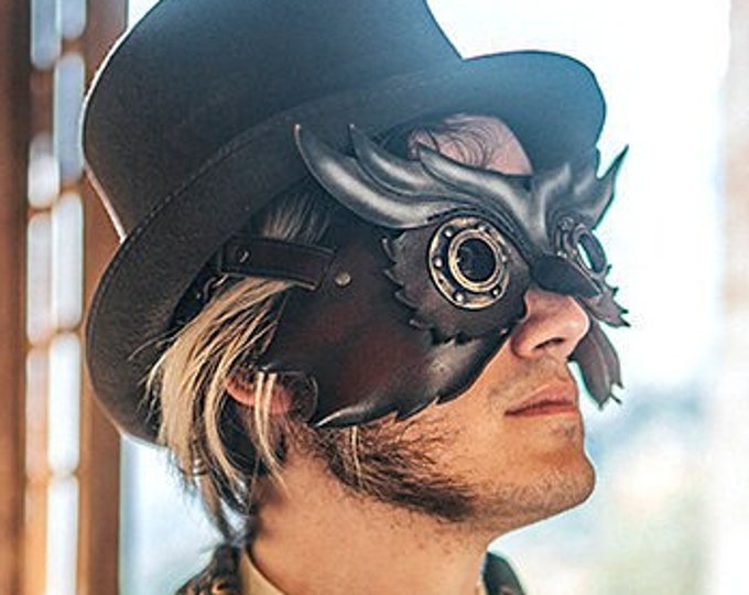 Owl Leather Mask Steampunk Style Masquerade Steampunk Mask Leather ...
