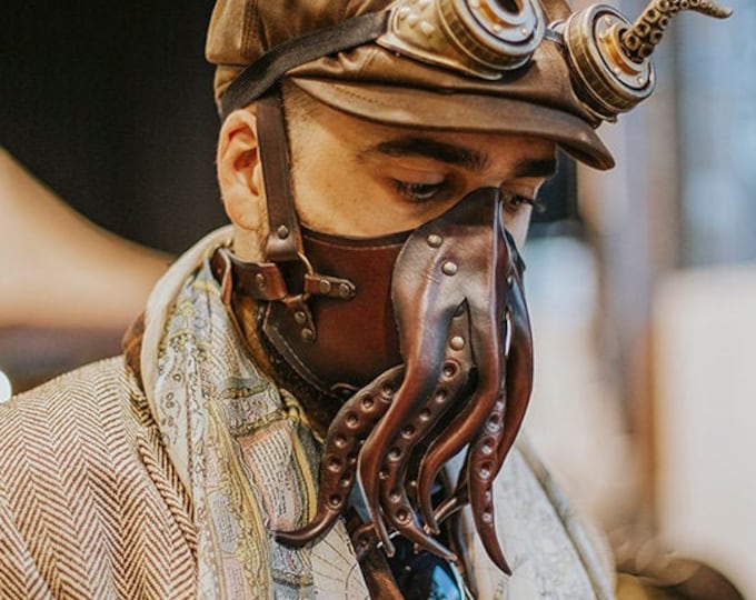 Cthulhu Leather Face Mask Tentacles Steampunk Style Octopus Steampunk ...