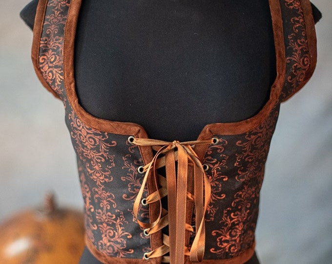 Steampunk Bodice, Gothic Damask Renaissance Corset Vest, Dark Academia ...