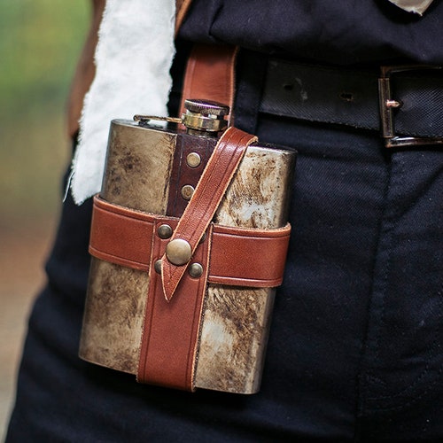 Flask Case Holder Leather Bag for the Belt Gift Potion Wedding - Etsy