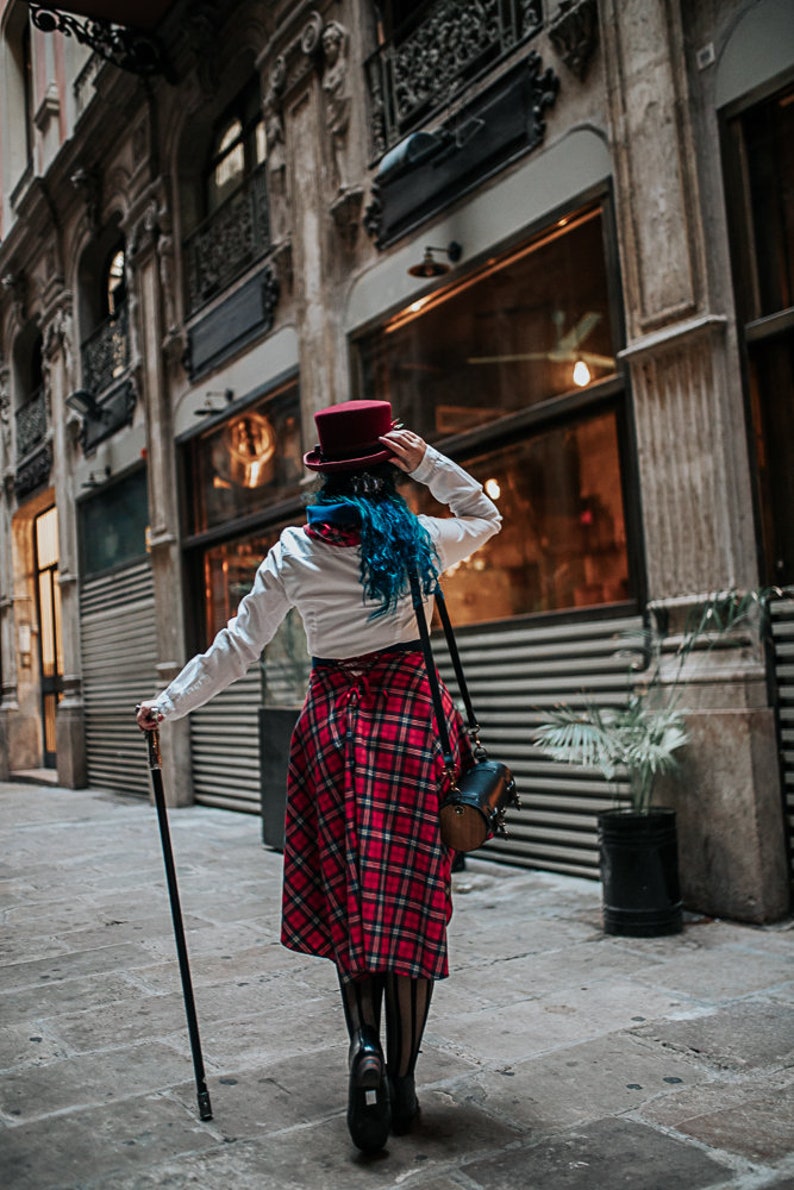 Tartan Skirt in Red and Blue Outlander Steampunk Kilt Victorian ...