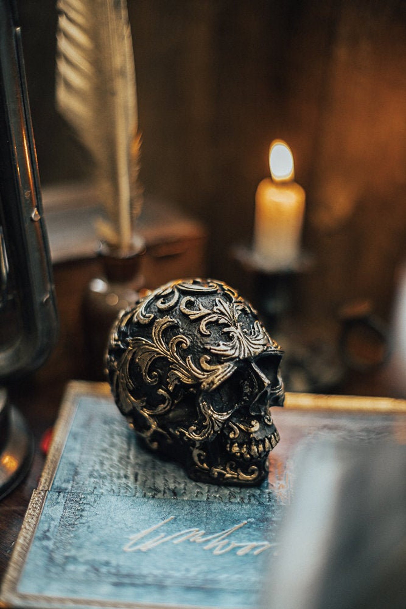 Incense Burner Human Skull Incense Holder Baroque Decoration | Etsy