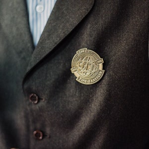 Steampunk Badge Time Traveler Brooch Pin Secret Society Larp - Etsy