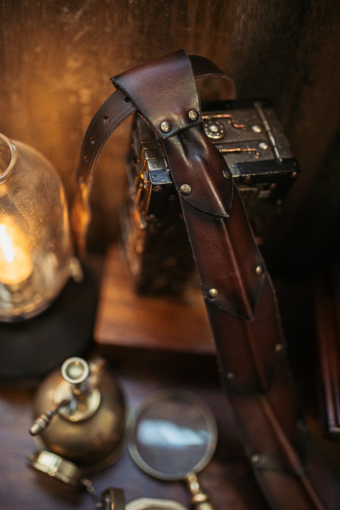 Leather Tie Steampunk Necktie Armor Brown and Bronce Handmade Wedding ...