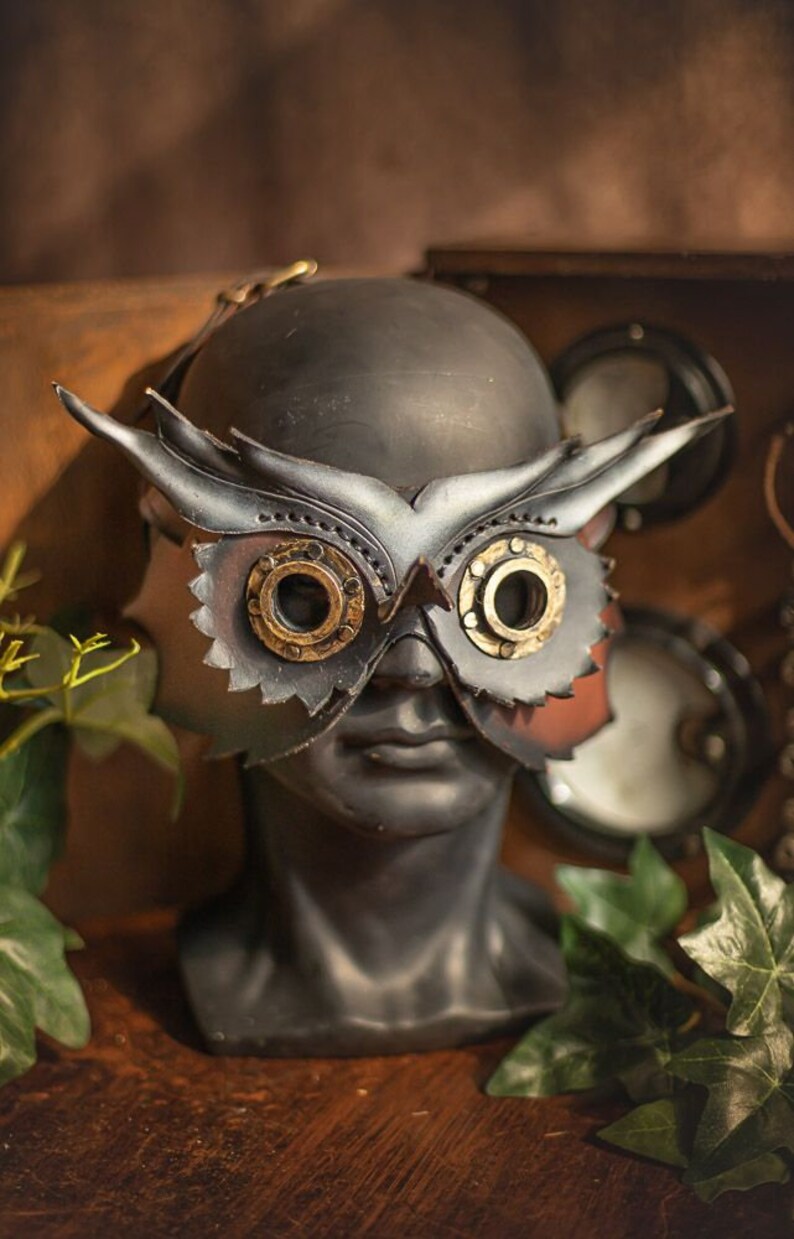 Owl Leather Mask Steampunk Style Masquerade Steampunk Mask - Etsy