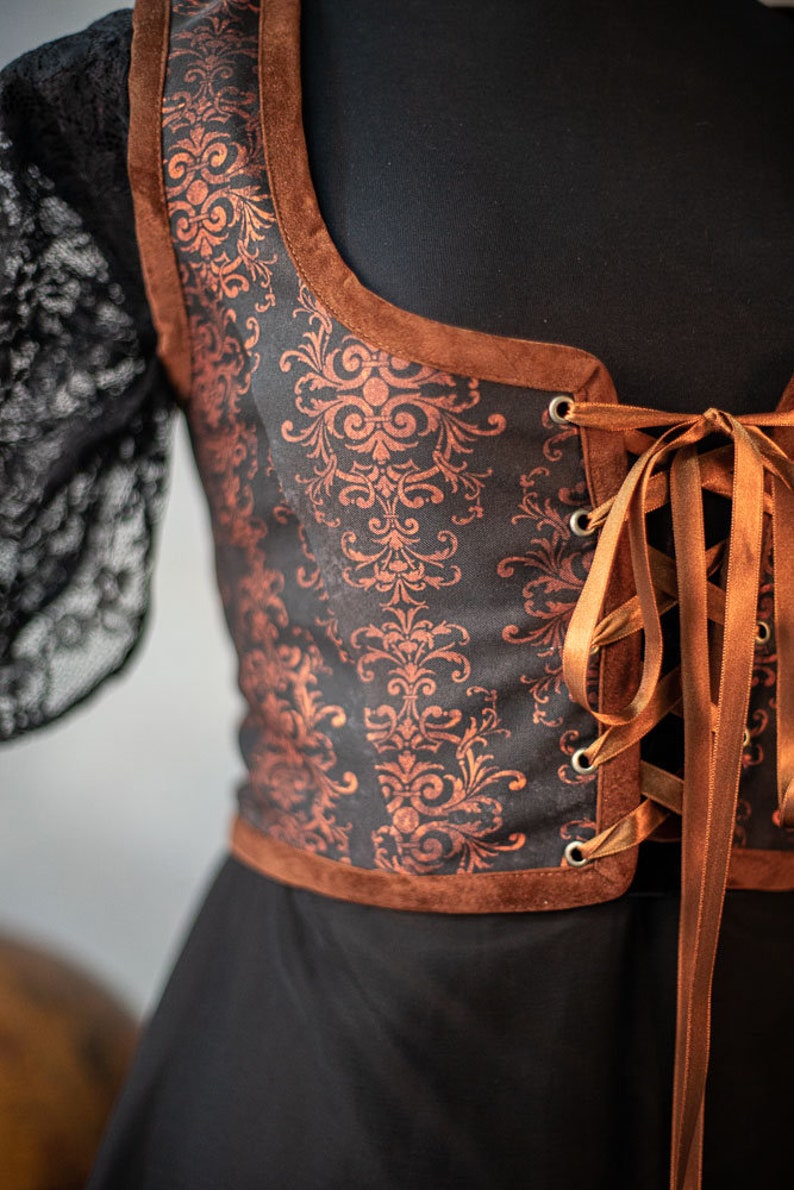 Steampunk Bodice Gothic Damask Renaissance Corset Vest Dark - Etsy