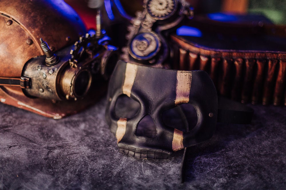 Skull Mask Leather Ghost Face Mask COD Creepy Style Steampunk Mask ...