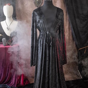 Black Velvet Robe, Vampire Goth Costume, Elegant Overdress - Etsy