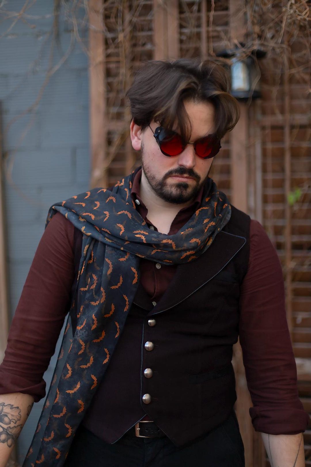 Vampire Steampunk Bats Shawl Nosferatu in Chiffon Cravat for Men and ...