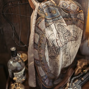 Old Map Scarf Steampunk Shawl in Chiffon Cravat for Men and Women ...
