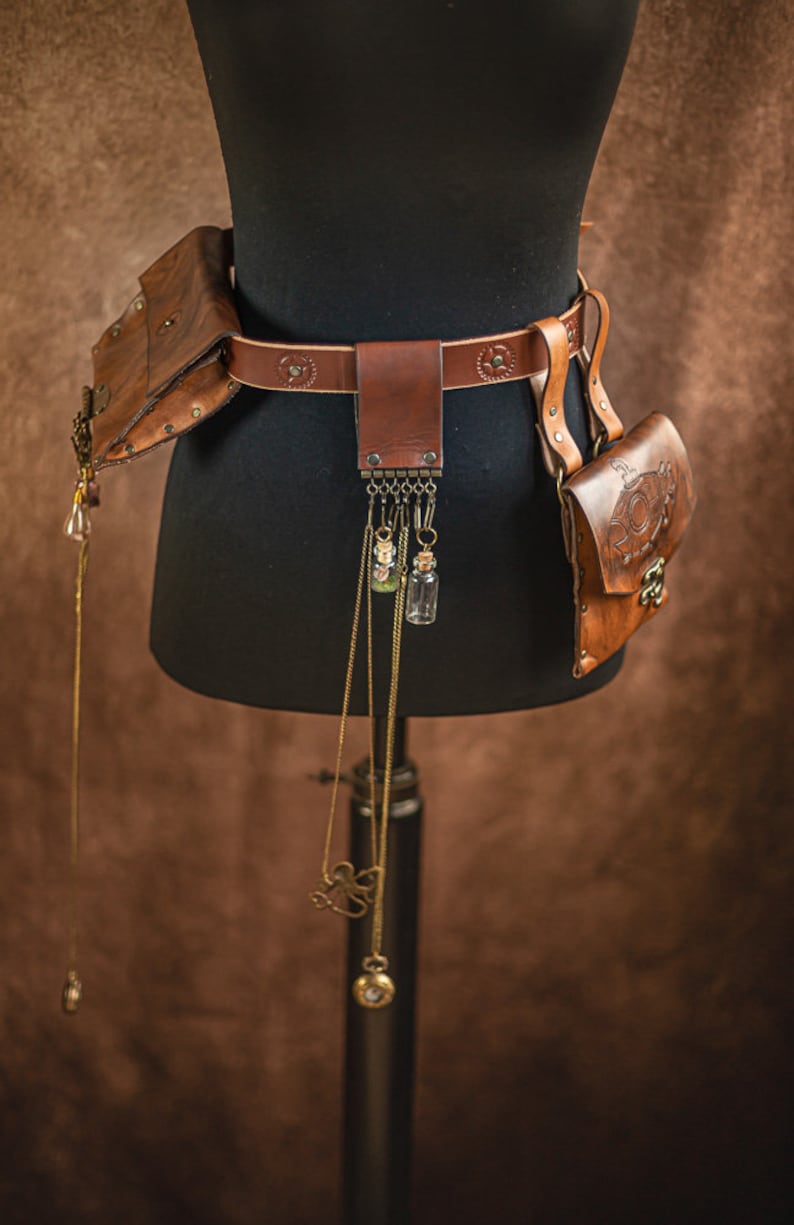 Leather Belt Bag Steampunk Pouch Hip Bag for LARP Alchemist - Etsy