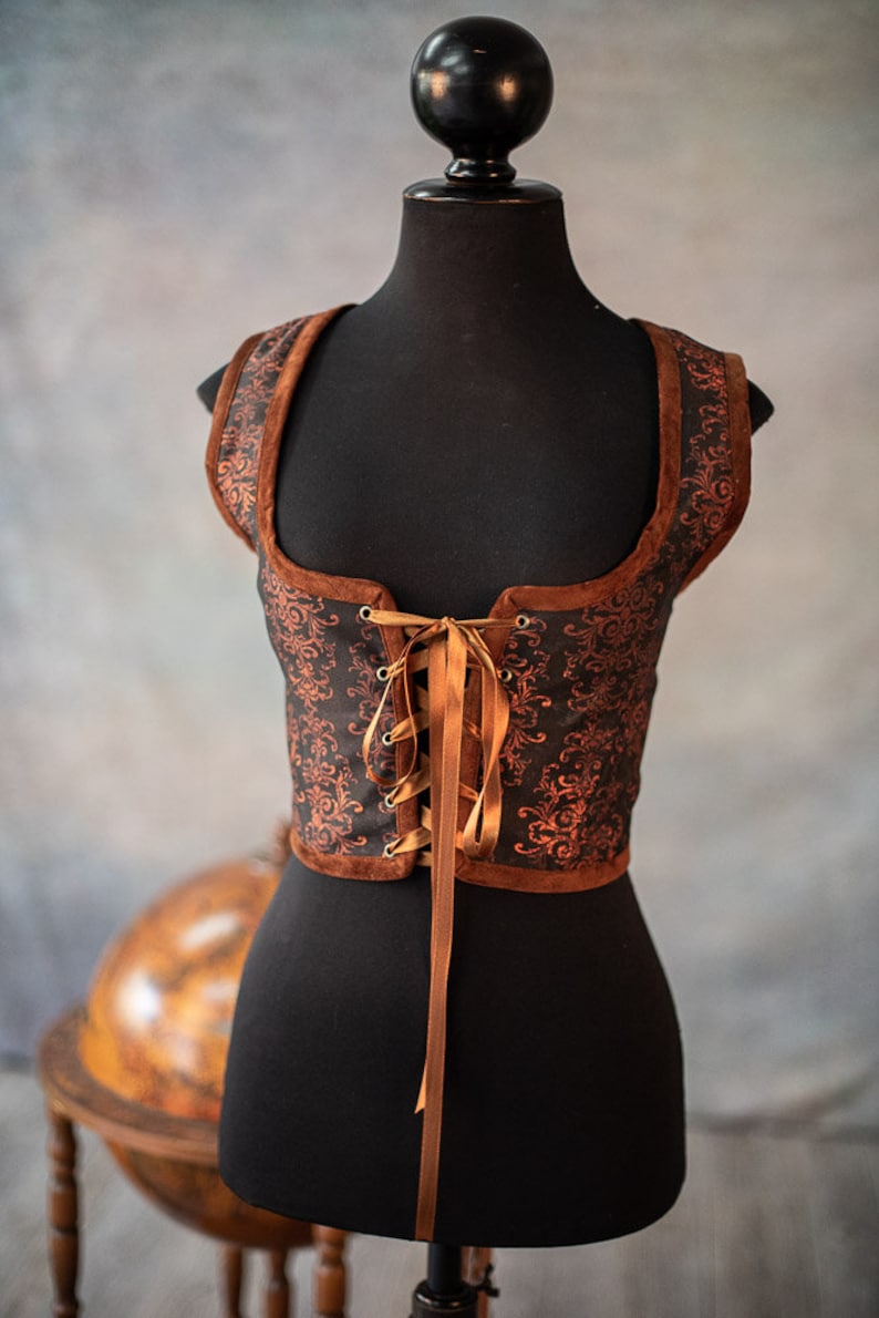 Steampunk Bodice Gothic Damask Renaissance Corset Vest Dark - Etsy