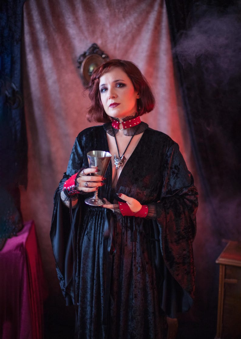 Black Velvet Robe, Vampire Goth Costume, Elegant Overdress - Etsy