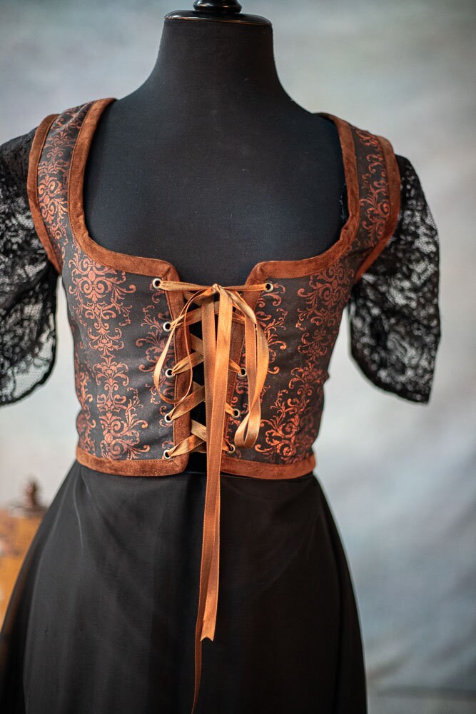 Steampunk Bodice Gothic Damask Renaissance Corset Vest Dark - Etsy