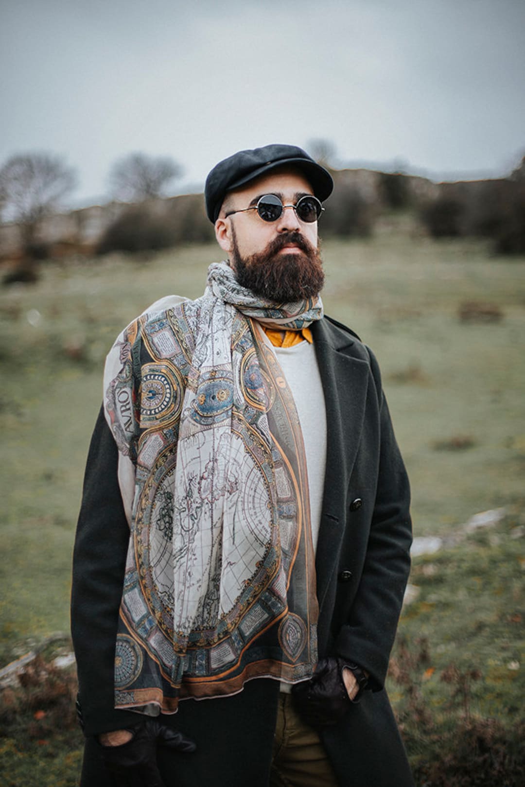 Old Map Scarf Steampunk Shawl in Chiffon Cravat for Men and Women ...