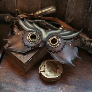 Owl Leather Mask Steampunk Style Masquerade Steampunk Mask Leather ...