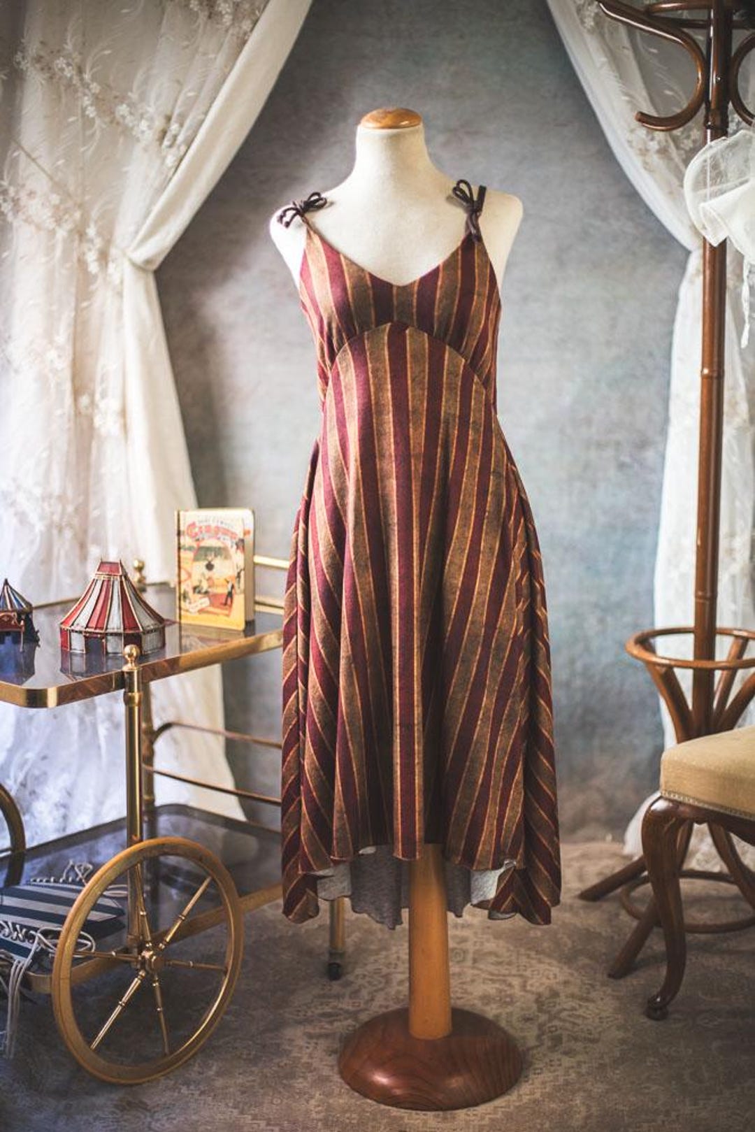 Circus Stripped Dress, Circuscore Goth Costume, Steampunk Pirate Dress ...