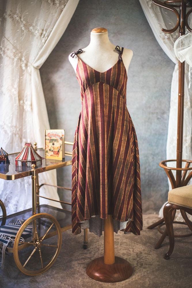 Circus Stripped Dress, Circuscore Goth Costume, Steampunk Pirate Dress ...