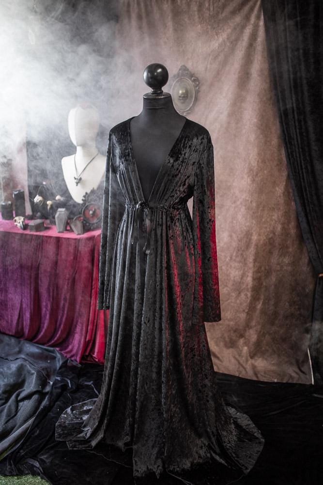 Black Velvet Robe, Vampire Goth Costume, Elegant Overdress - Etsy