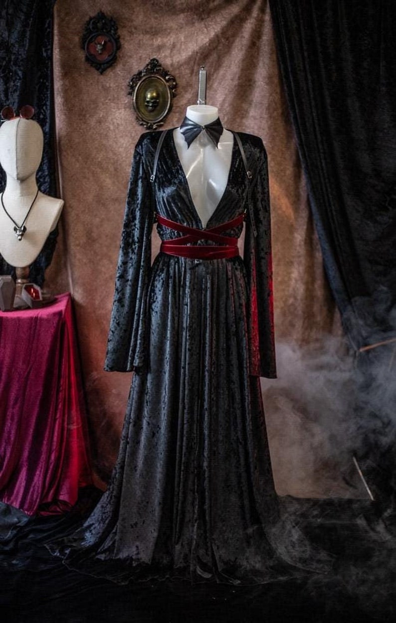 Black Velvet Robe, Vampire Goth Costume, Elegant Overdress - Etsy