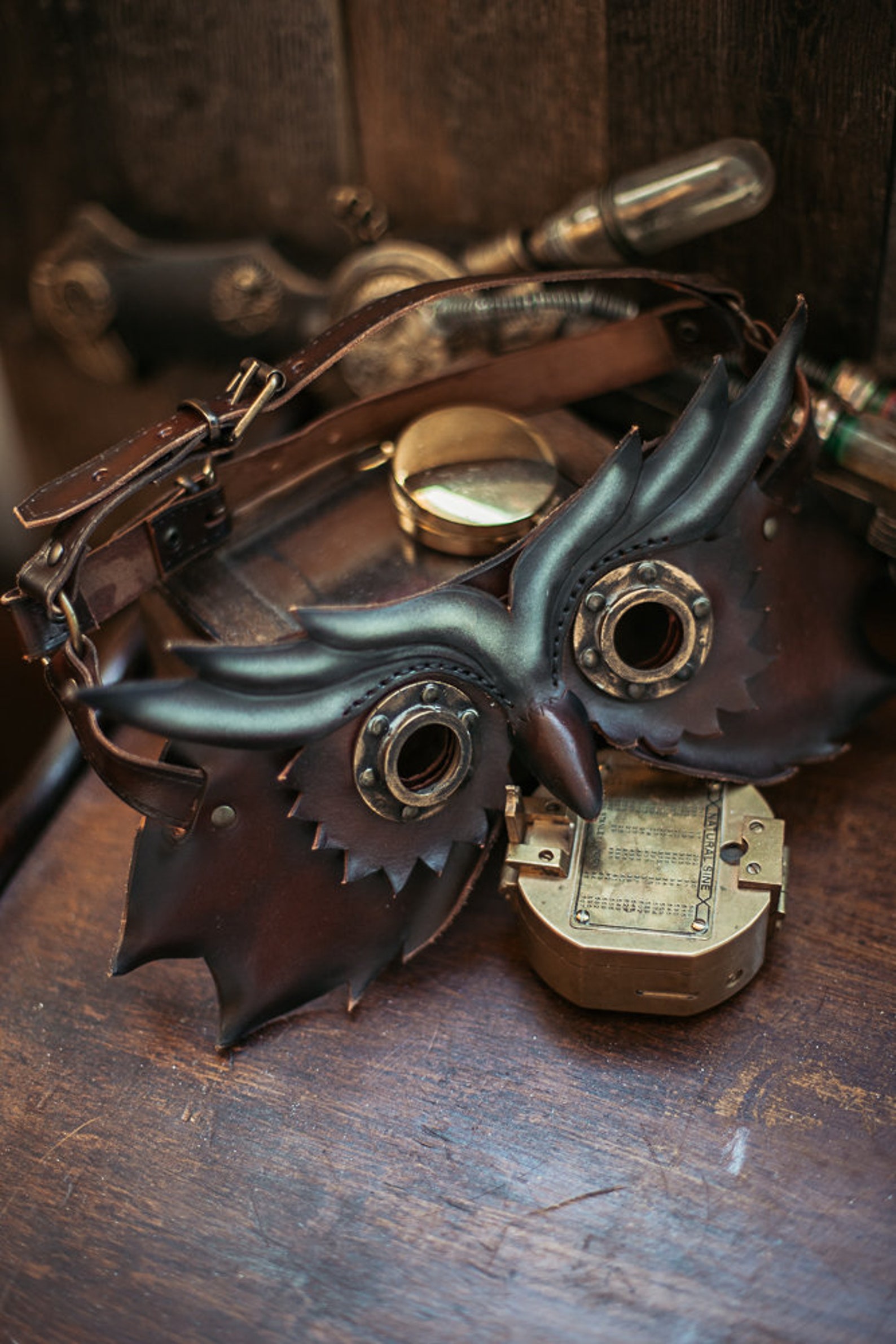 Owl Leather Mask Steampunk Style Masquerade Steampunk Mask | Etsy