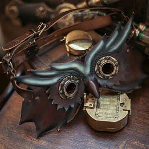 Owl Leather Mask Steampunk Style Masquerade Steampunk Mask Leather ...