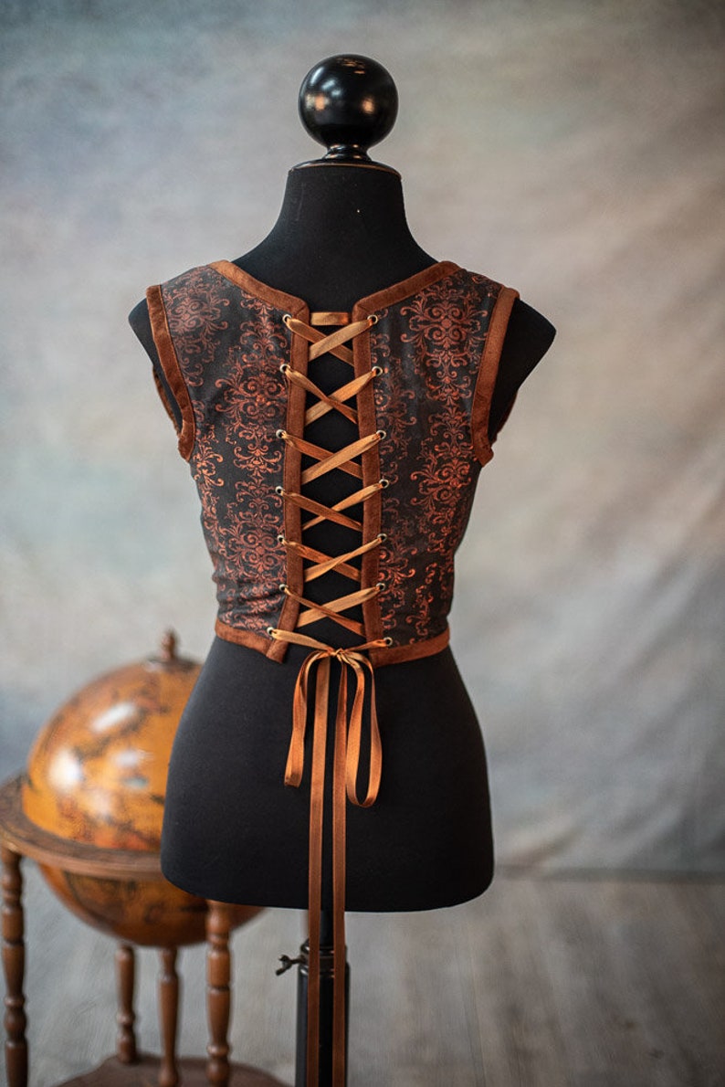 Steampunk Bodice Gothic Damask Renaissance Corset Vest Dark - Etsy