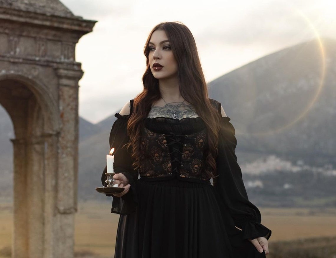 Skulls Bodice Gothic Damask Renaissance Corset Vest Dark - Etsy