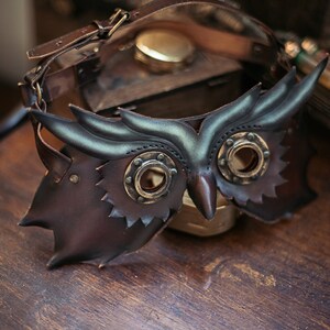 Owl Leather Mask Steampunk Style Masquerade Steampunk Mask | Etsy