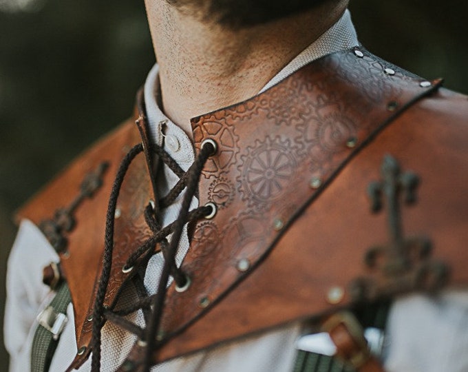 Leather Gorget Armor Steampunk Neck Laced Inspired Historical Larp ...
