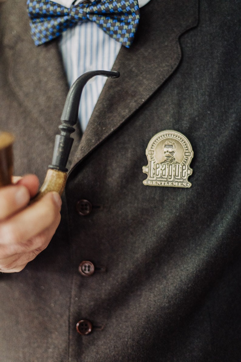 Steampunk Badge League of Seriously Elegant Gentlemen Brooch Pin - Etsy