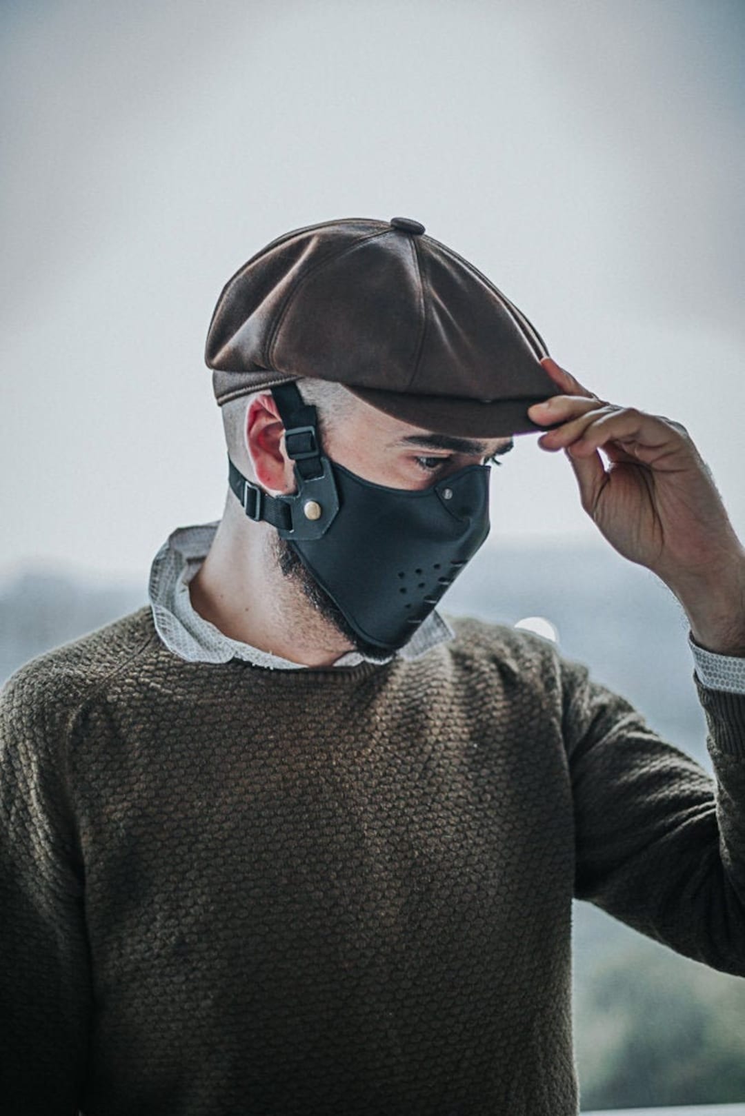 Leather Face Mask Motorcycle Steampunk Style Vintage Mask Leather Armor ...