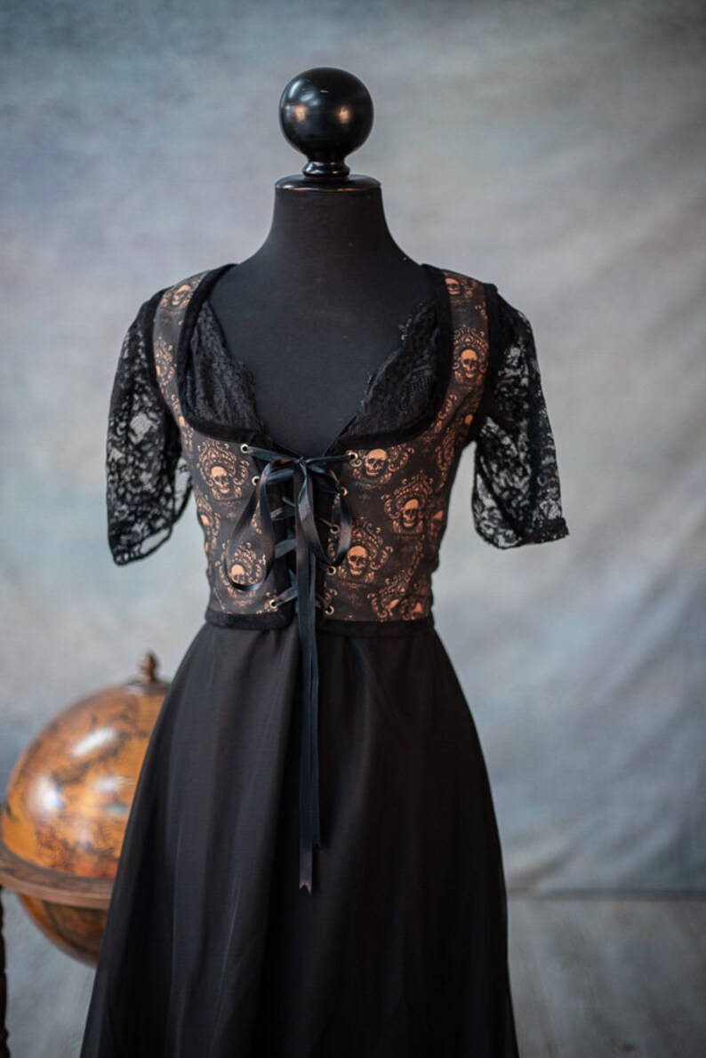 Skulls Bodice Gothic Damask Renaissance Corset Vest Dark - Etsy
