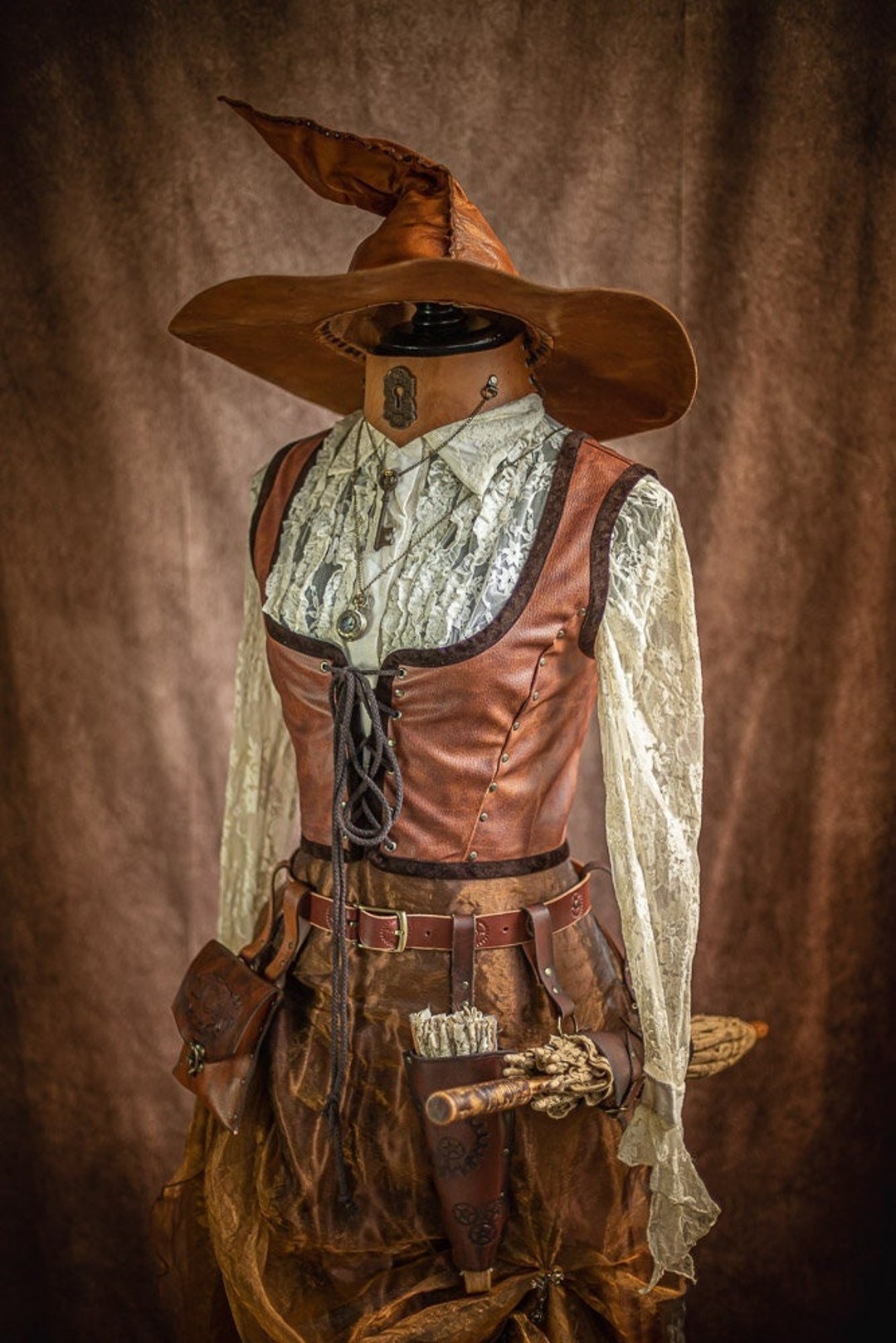 Steampunk Bodice, Fake Leather Renaissance Corset Vest, Dark Academia ...