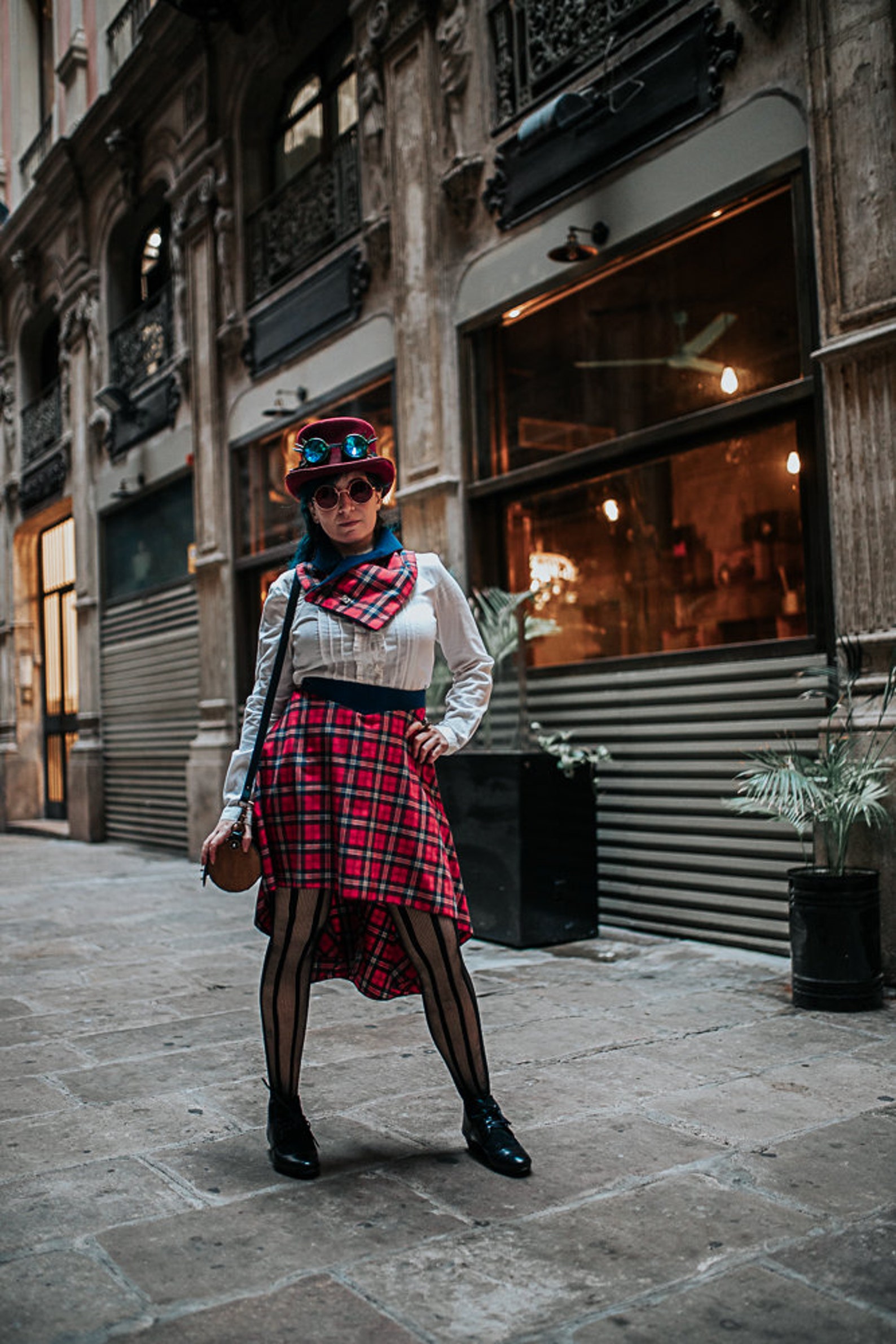Tartan Skirt in Red and Blue Outlander Steampunk Kilt Victorian ...