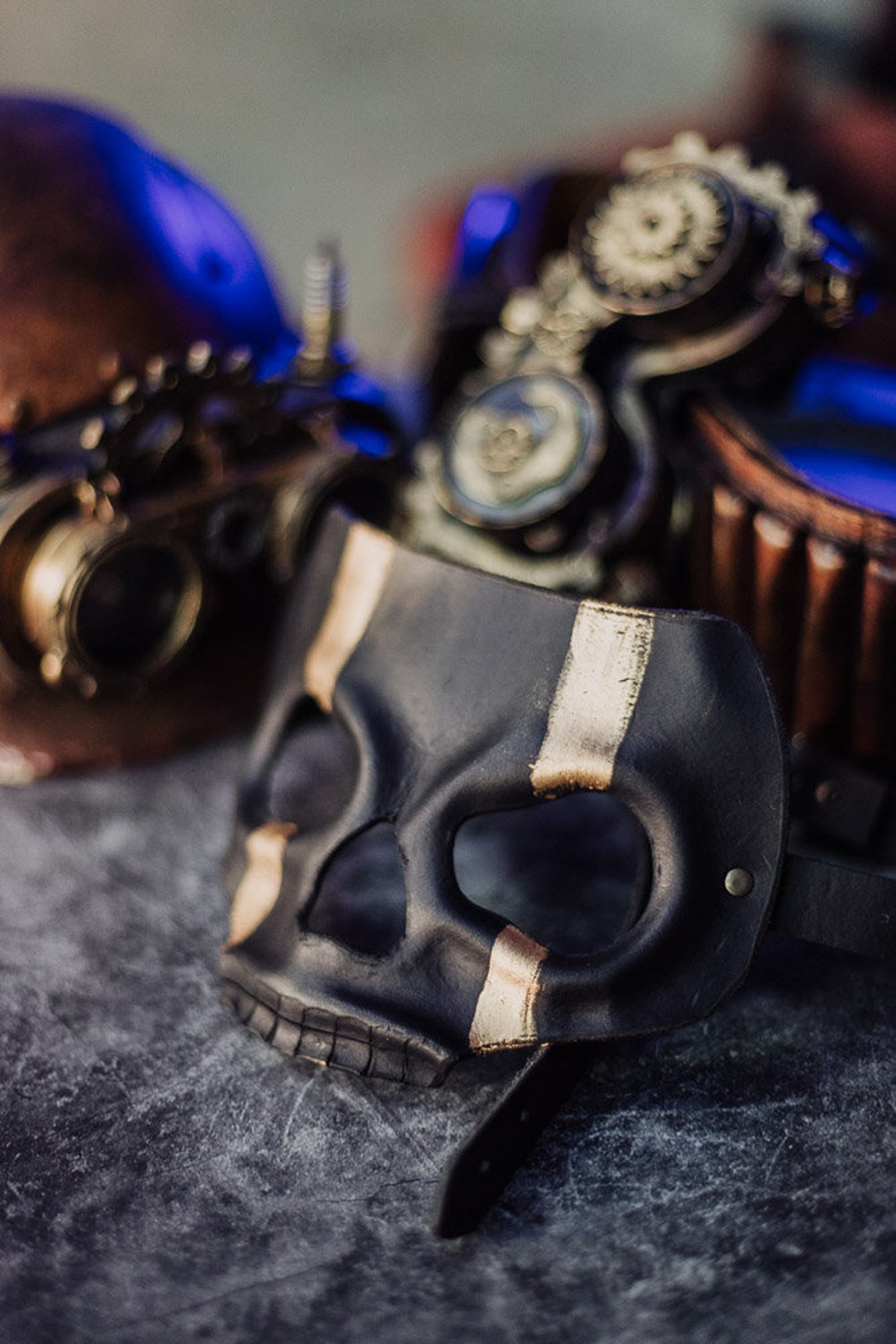 Skull Mask Leather Ghost Face Mask COD Creepy Style Steampunk Mask ...