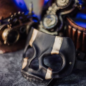 Skull Mask Leather Ghost Face Mask COD Creepy Style Steampunk Mask ...