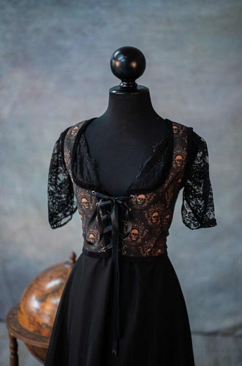 Skulls Bodice Gothic Damask Renaissance Corset Vest Dark - Etsy