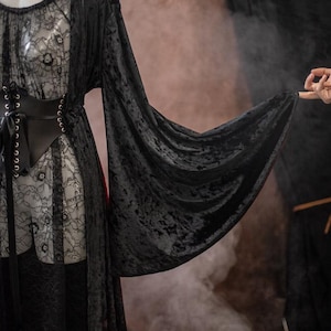 Black Velvet Robe, Vampire Goth Costume, Elegant Overdress - Etsy