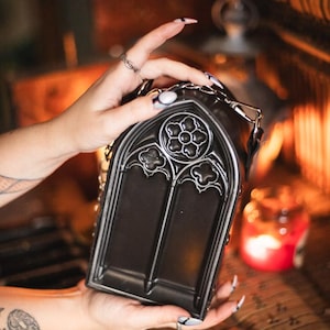 Cathedral Leather and Resin Bag in Black Gothic Steampunk Style ...