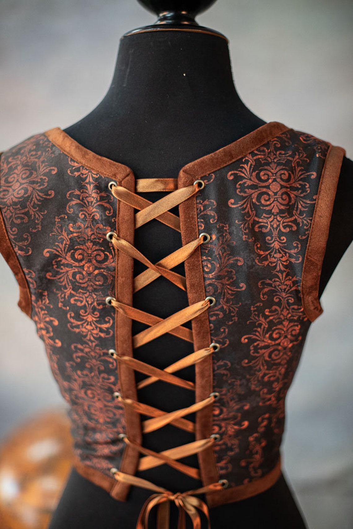 Steampunk Bodice Gothic Damask Renaissance Corset Vest Dark - Etsy