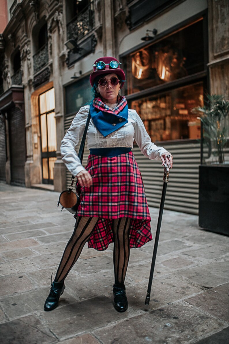 Tartan Skirt in Red and Blue Outlander Steampunk Kilt Victorian ...
